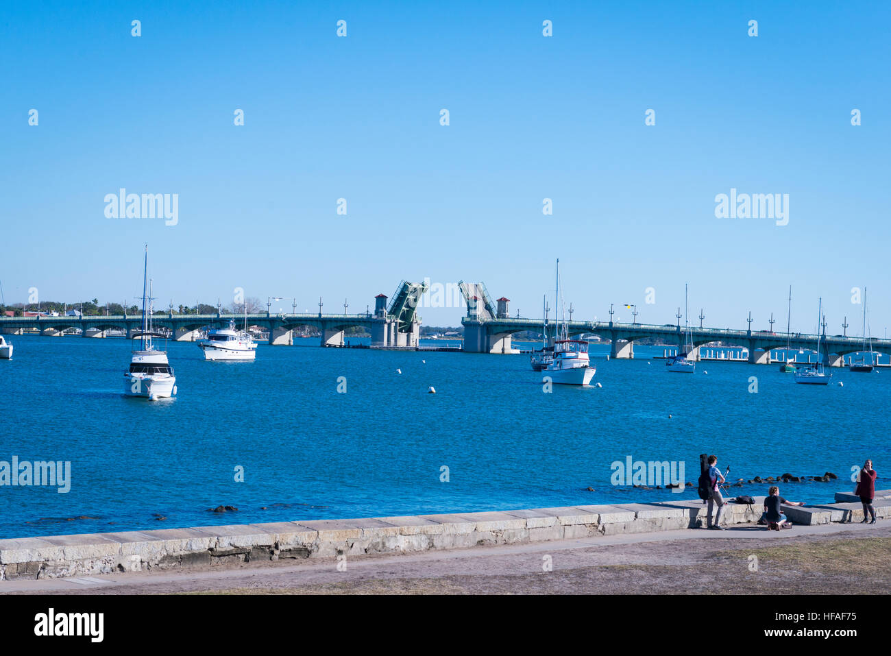 USA Florida St Augustine Matanzas River pleasure boats with open ...