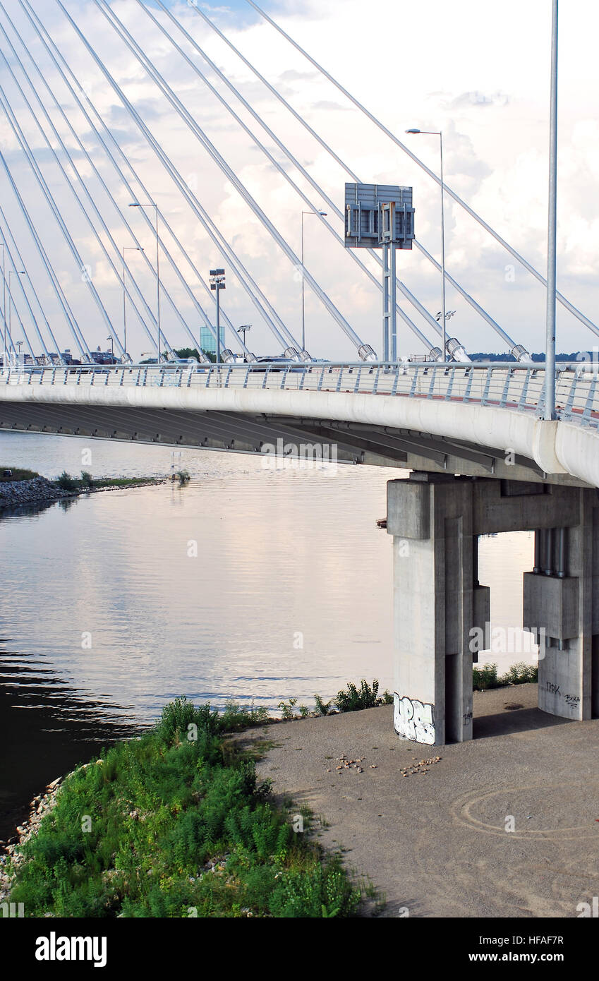 Bridge called "Ada bridge" in Belgrade city of Serbia Stock Photo - Alamy