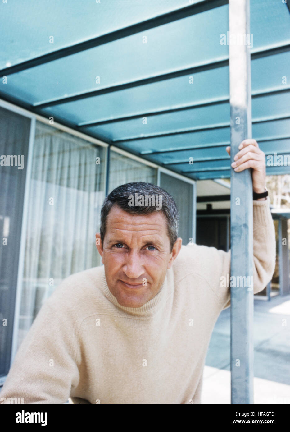 Architect Craig Ellwood, on site in 1961 at Case Study House Number 18 ...