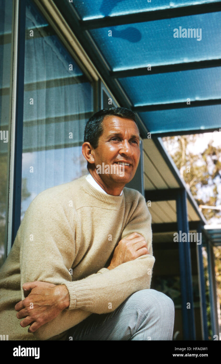 Architect Craig Ellwood, on site in 1961 at Case Study House Number 18 ...