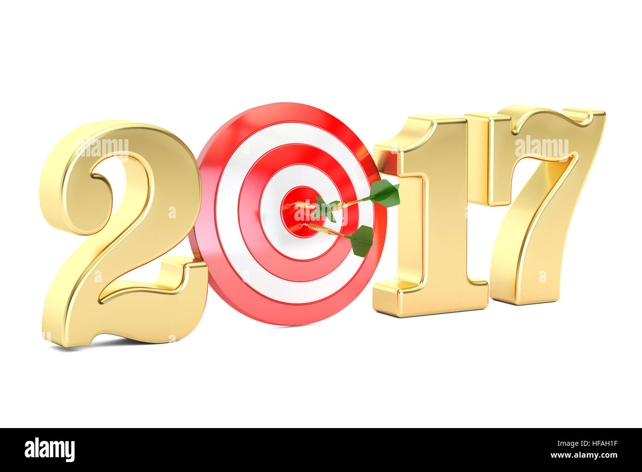 2017 year target concept, 3D rendering isolated on white background ...