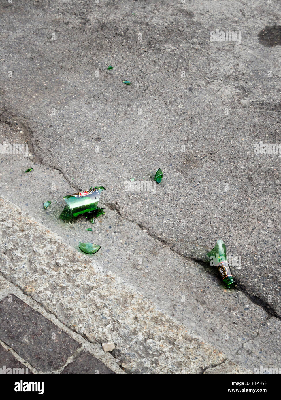 Broken glass bottle on street hi-res stock photography and images - Alamy
