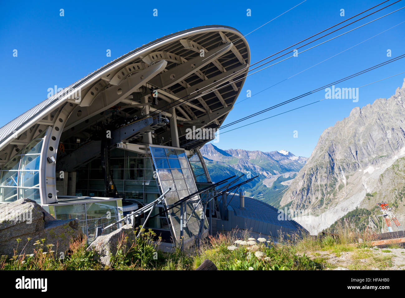 Cabin of new cableway SKYWAY MONTE BIANCO on the Italian side of Mont ...