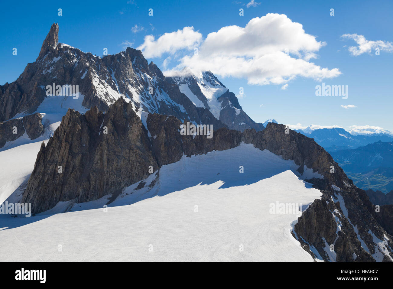 Panoramic view of Western alps with Giant's Tooth (Dent du Geant) from ...