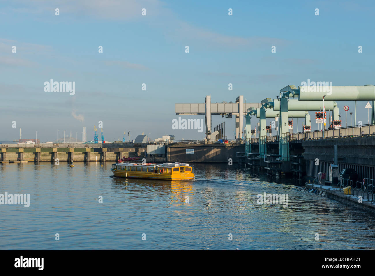 Princess Royal Passenger Ferry leaving the quay on the Cardiff Bay ...