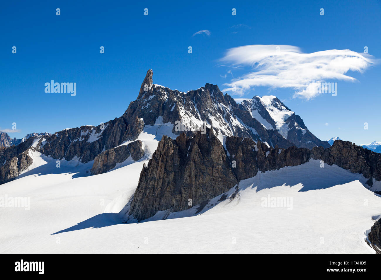Panoramic view of Western alps with Giant's Tooth (Dent du Geant) from ...