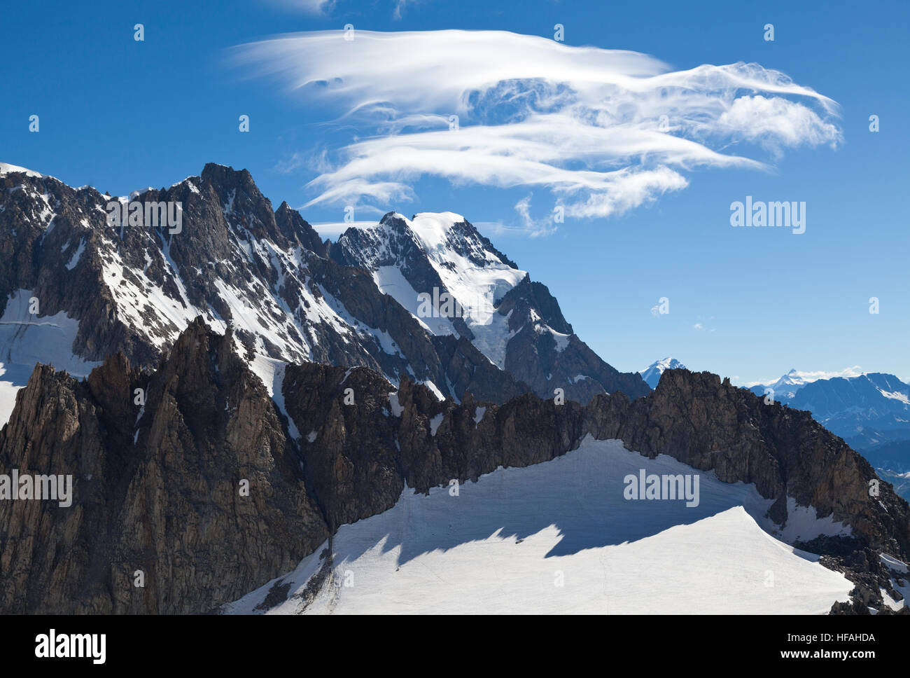 Panoramic view of Western alps with Giant's Tooth (Dent du Geant) from ...
