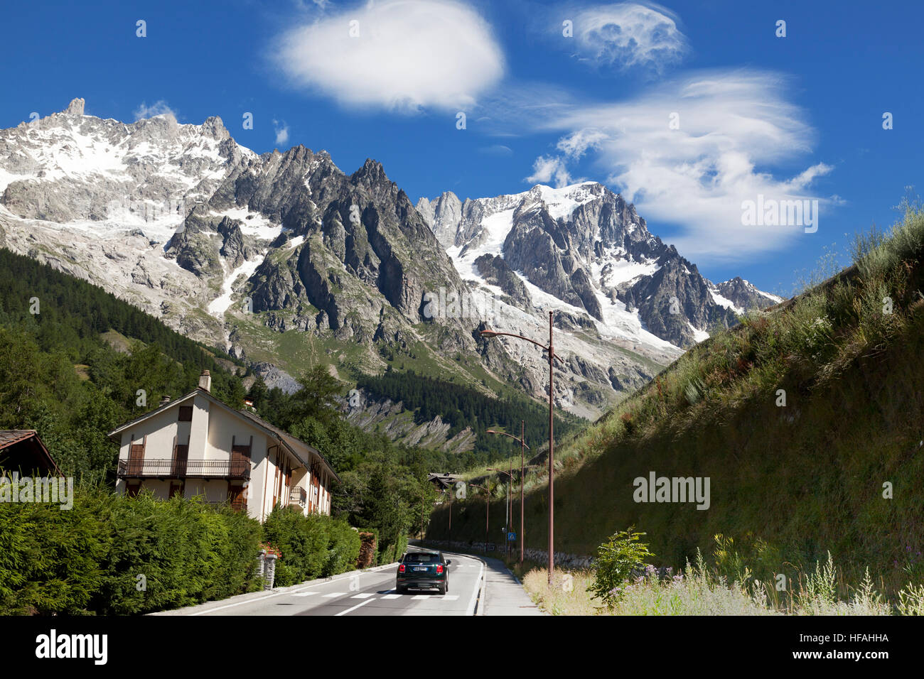 Italian side Mont Blanc summer landscape. Mont Blanc is the highest ...