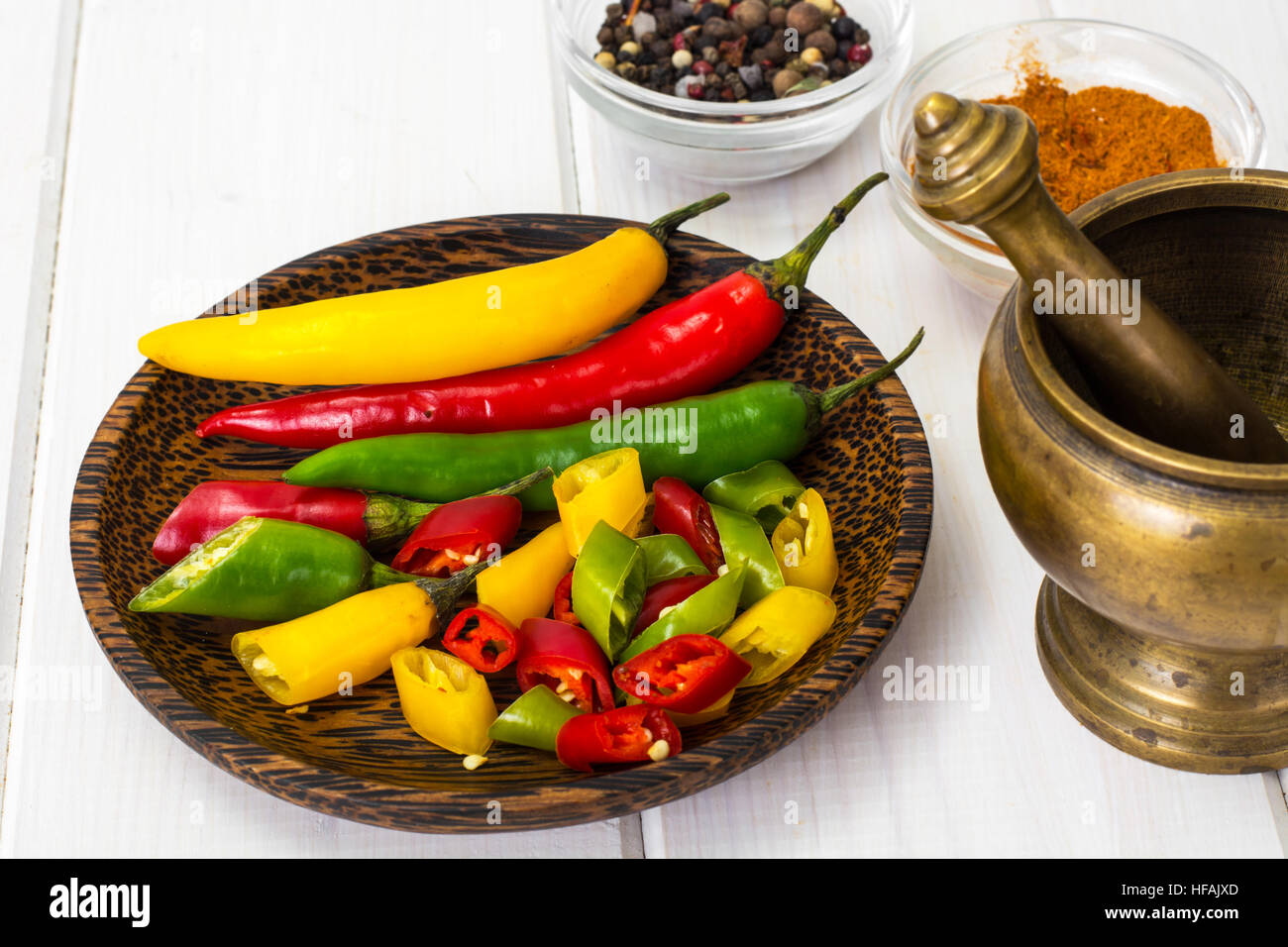 Colorful mix of the freshest and hottest chili peppers Stock Photo - Alamy