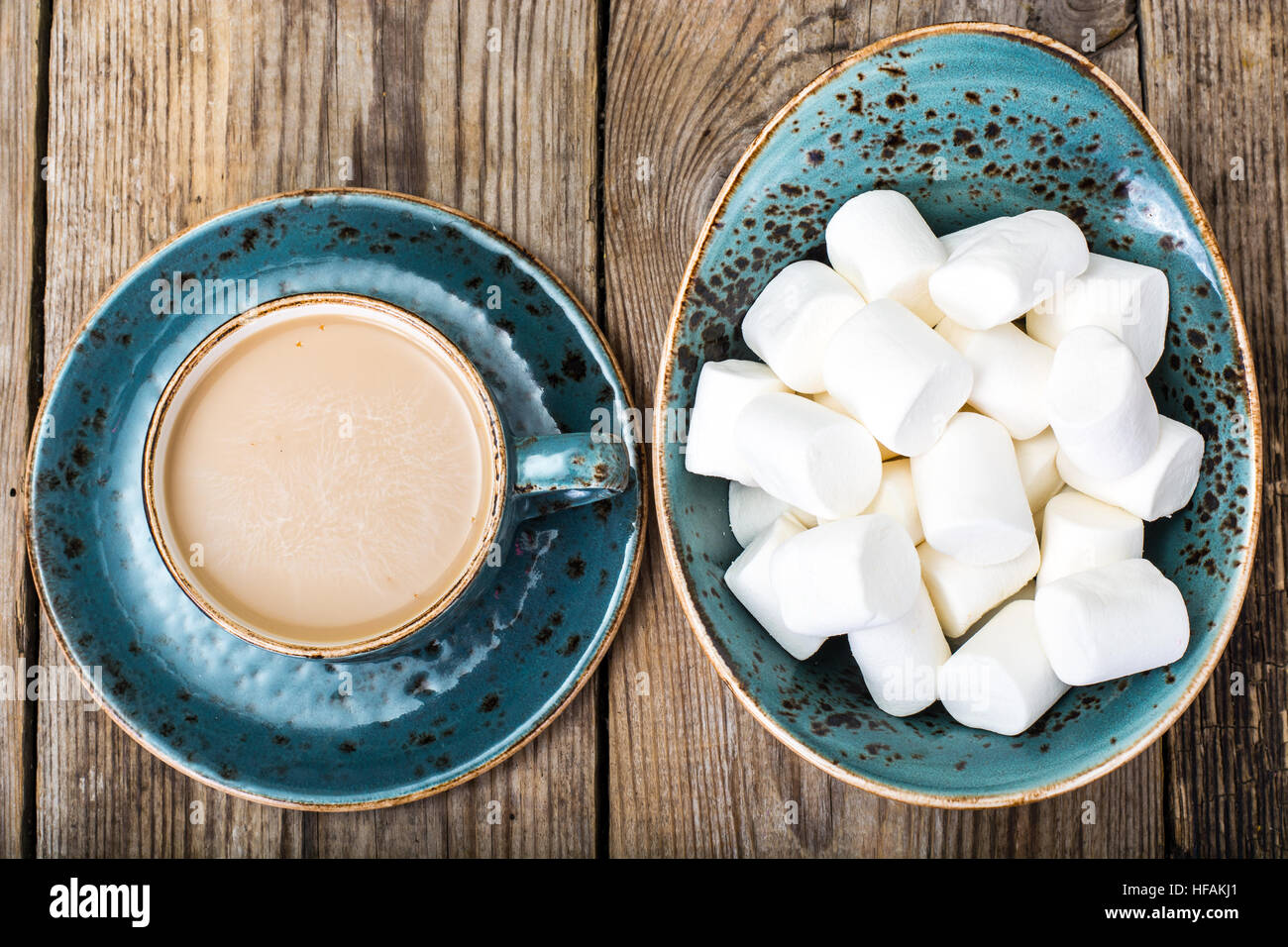 White marshmallow and coffee with milk Stock Photo - Alamy