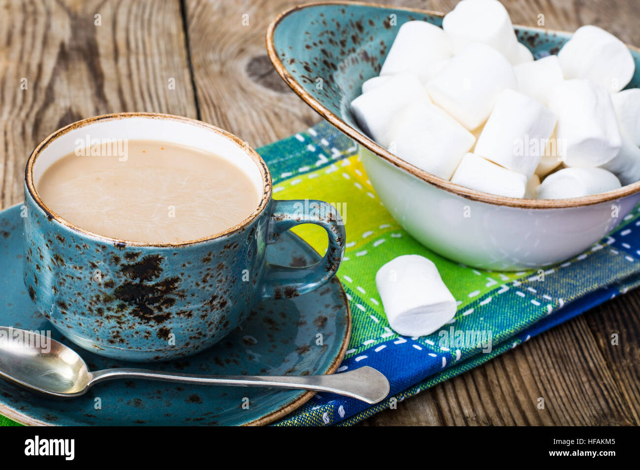 White marshmallow and coffee with milk Stock Photo - Alamy