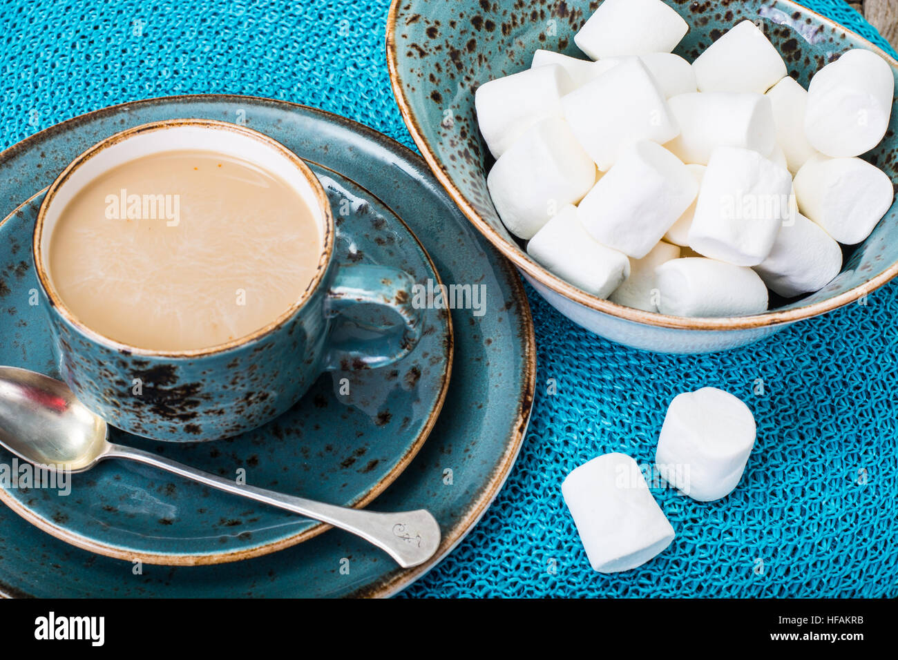 White marshmallow and coffee with milk Stock Photo - Alamy