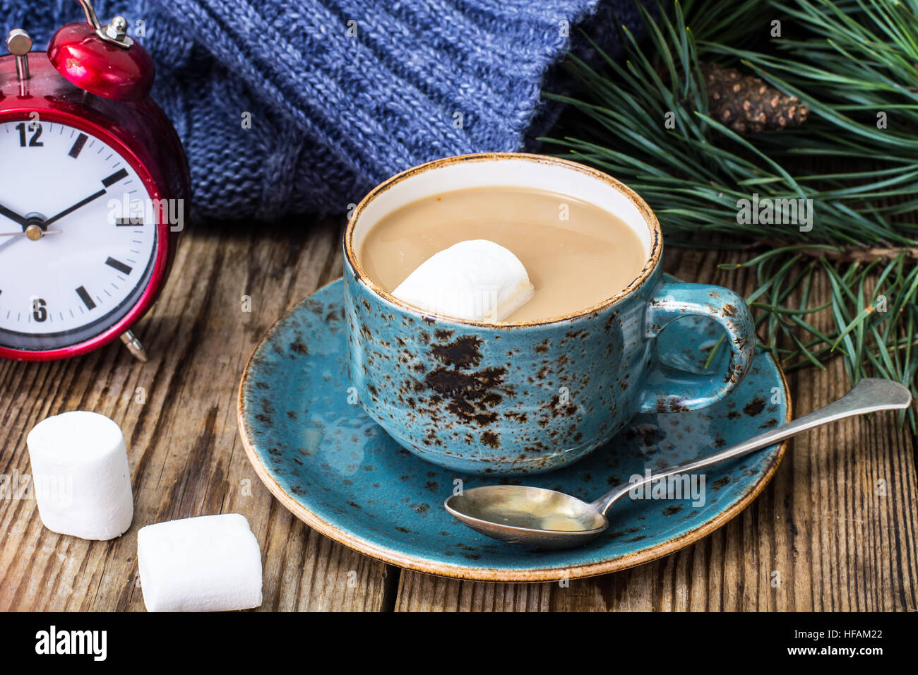 White marshmallow and coffee with milk Stock Photo - Alamy