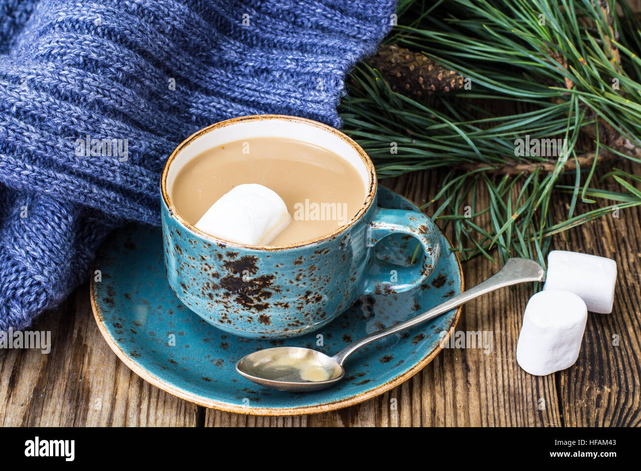 White marshmallow and coffee with milk Stock Photo - Alamy