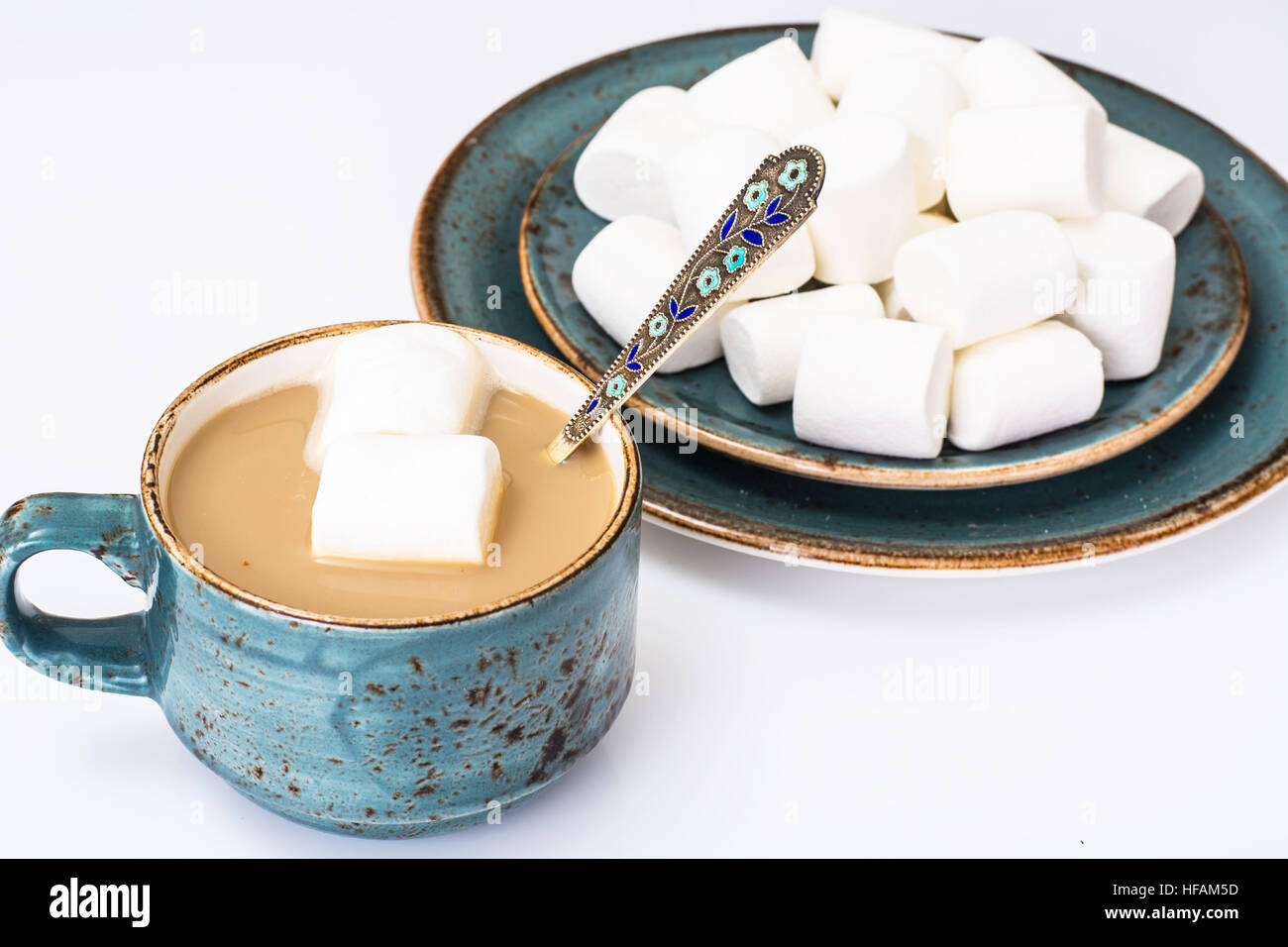 White marshmallow and coffee with milk Stock Photo - Alamy