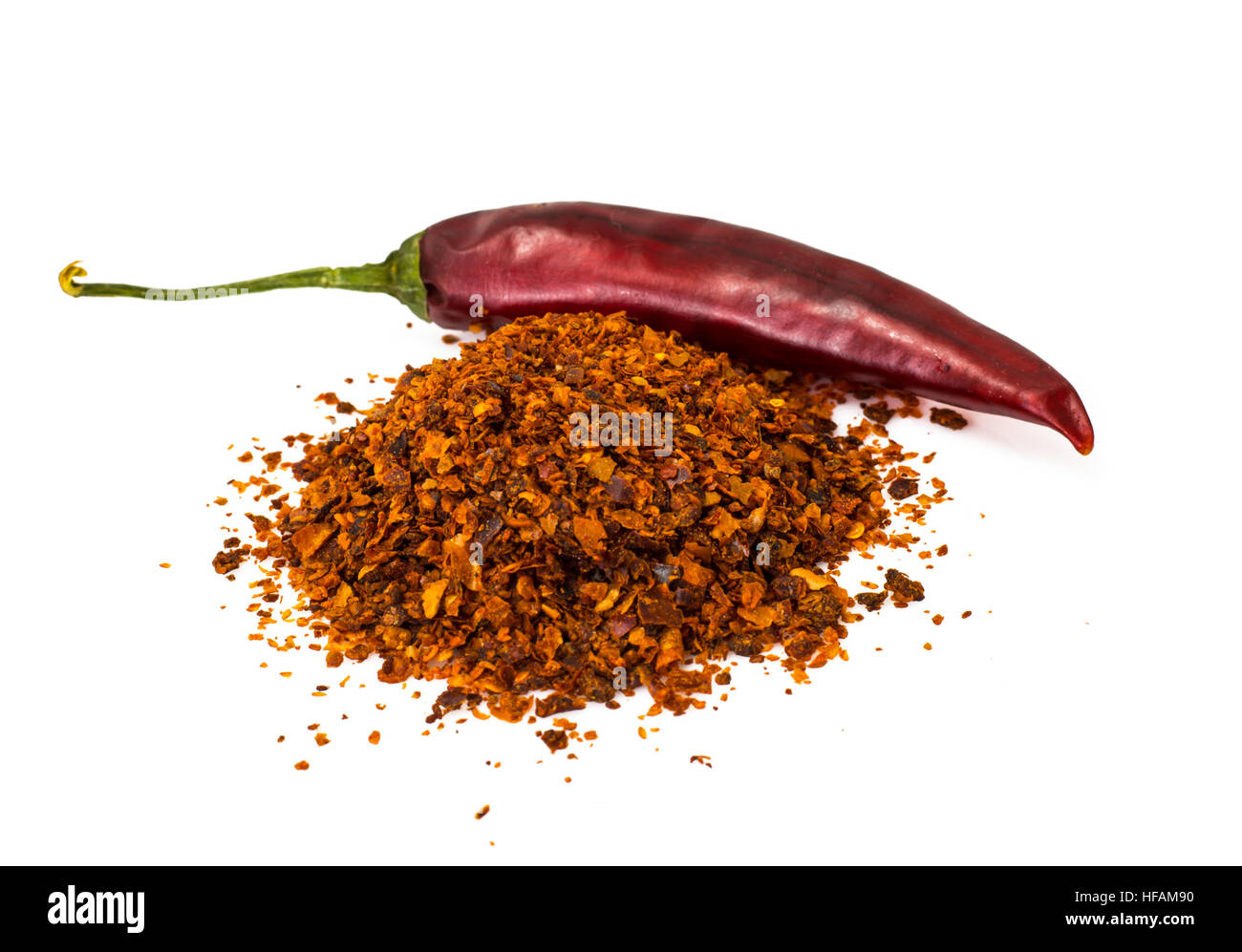 Chili, red pepper flakes, corns and chili powder Stock Photo - Alamy