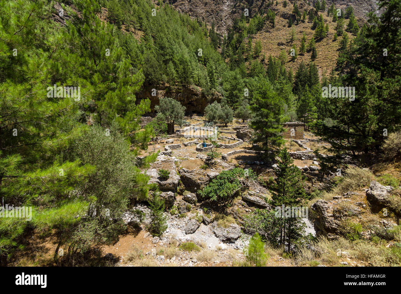 Samaria Gorge. The ruins of an abandoned village. Island of Crete ...