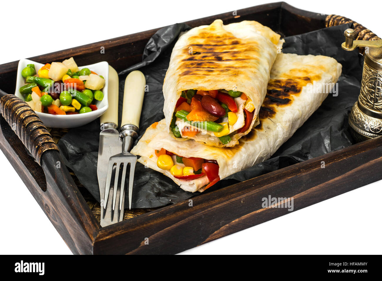 Pita bread with Mexican vegetable mix Stock Photo - Alamy