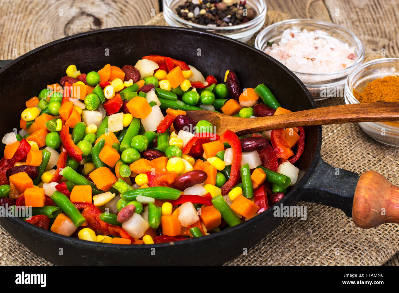 Mexican mixture of vegetables, cooked in a frying pan Stock Photo - Alamy