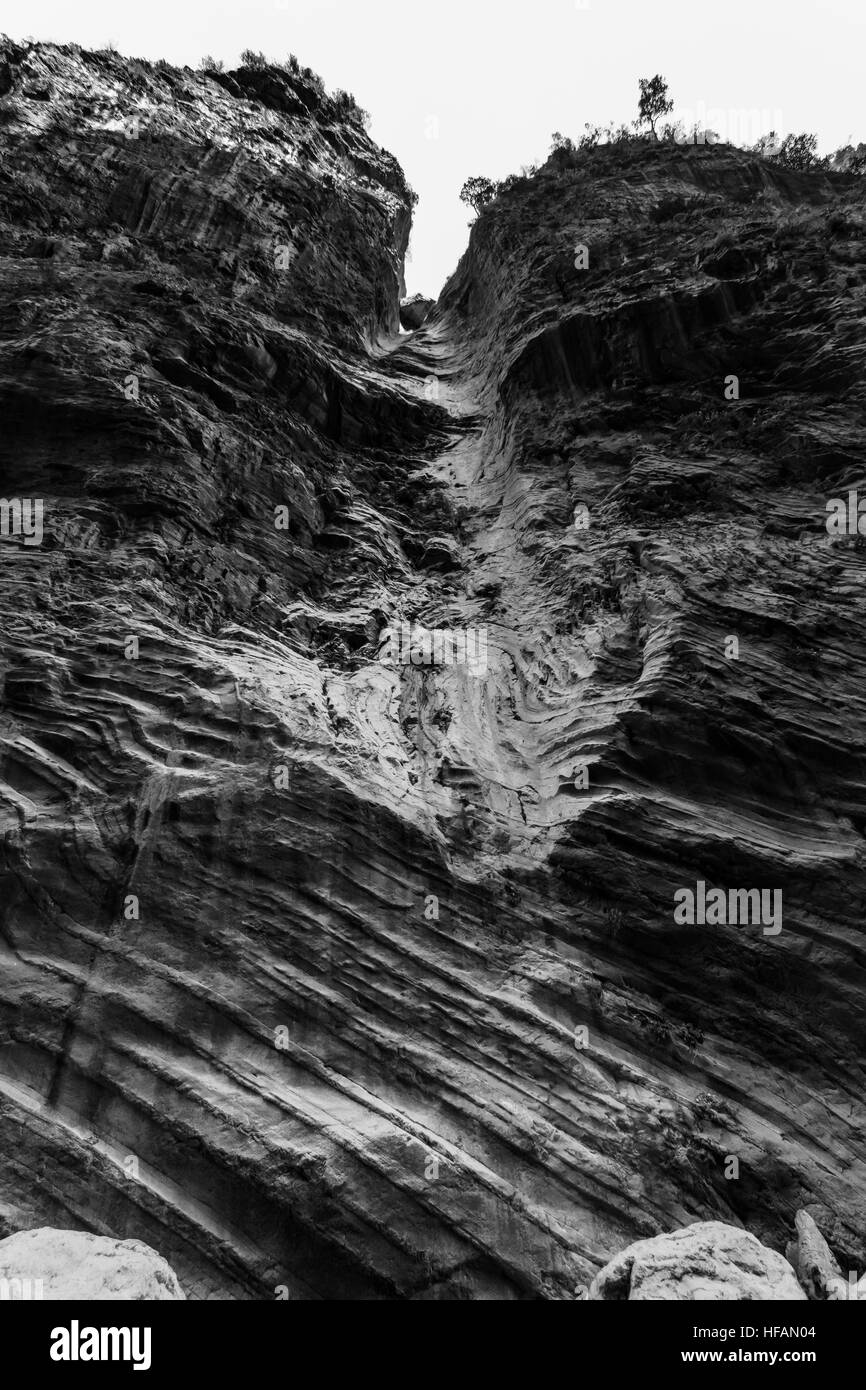 Rocks of Samaria Gorge. Crete. Greece. Black and white Stock Photo - Alamy