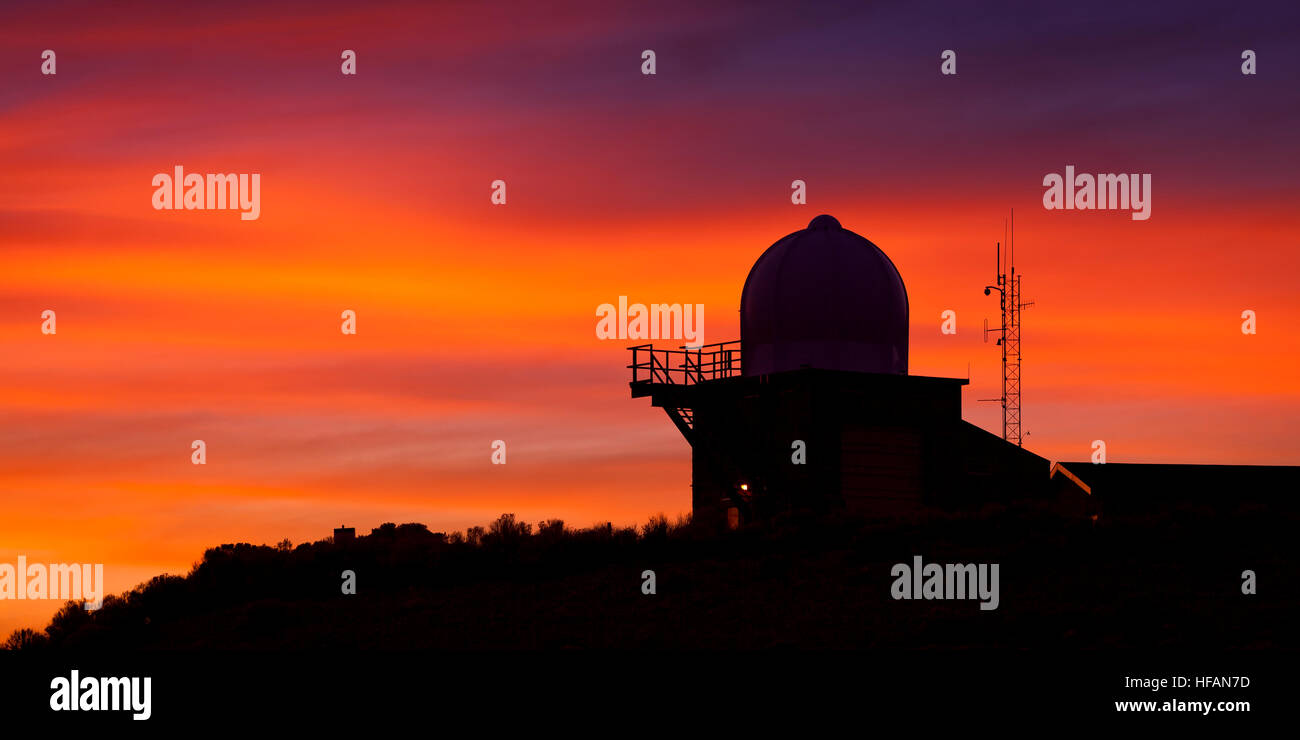 Weather Observatory against Sunset Background Stock Photo - Alamy