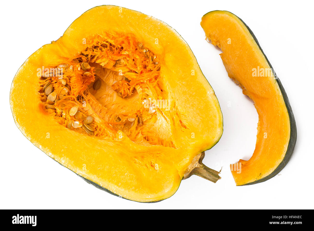 Cut the pumpkin in half and slice Stock Photo - Alamy