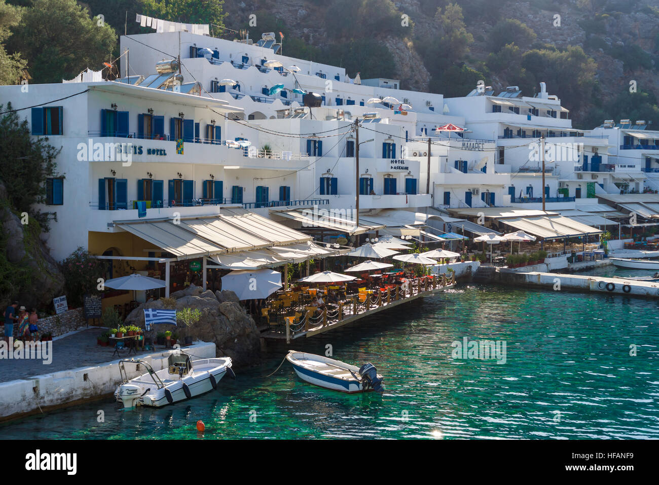 Beautiful bay. The village Loutro, Chania region of Crete. Loutro is ...