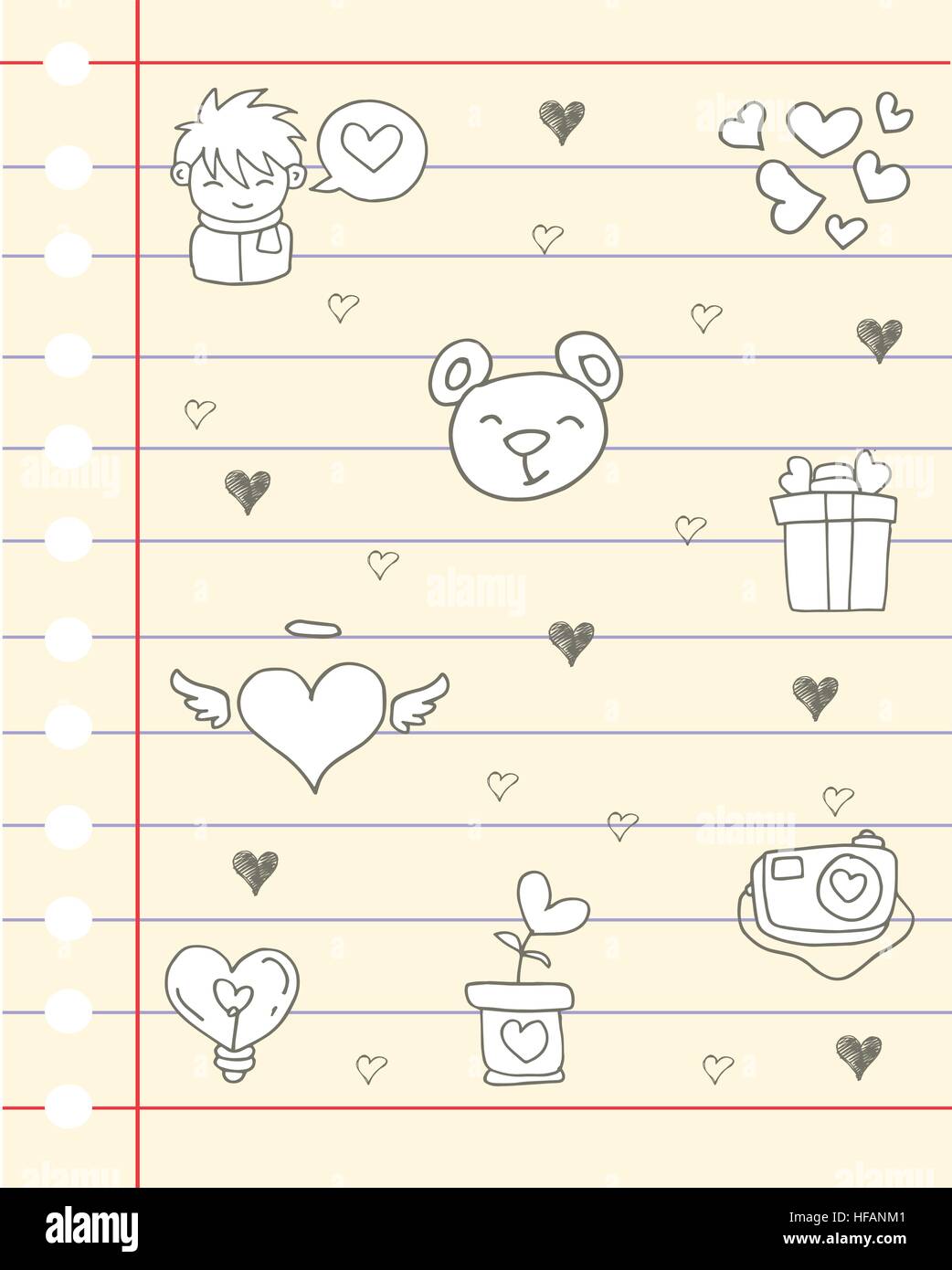 Illustration of love theme paper with hand draw Stock Vector Image ...