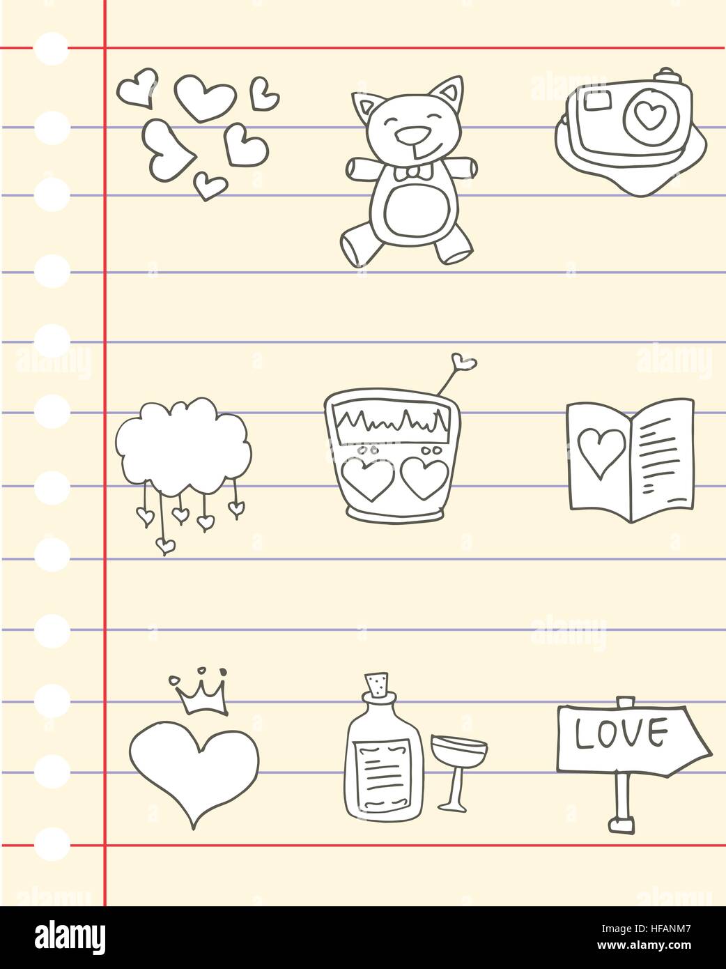 Paper love theme hand draw vector Stock Vector Image & Art - Alamy