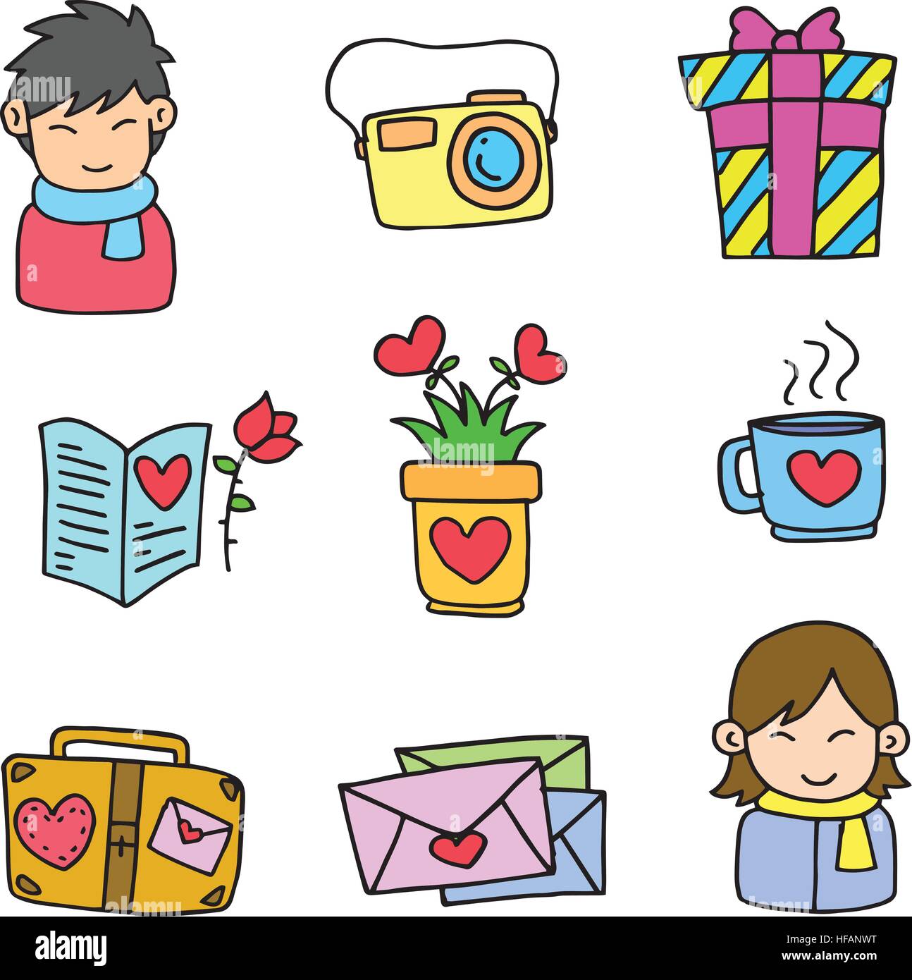 Doodle object love theme vector Stock Vector Image & Art - Alamy