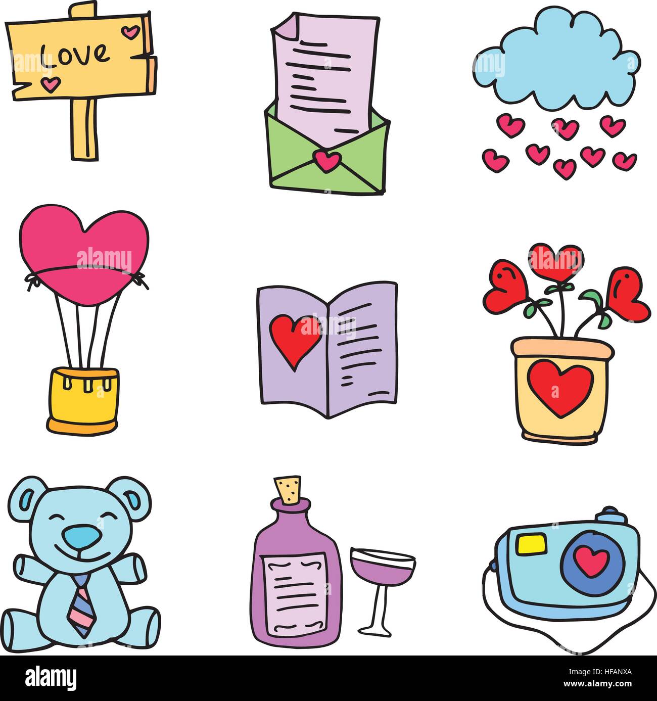 Collection stock of object love doodles Stock Vector Image & Art - Alamy