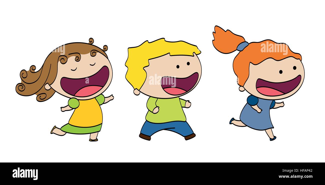Three funny running children Stock Vector Image & Art - Alamy