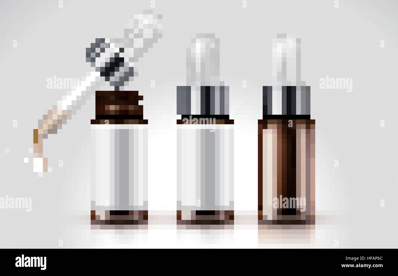 three droplet bottles on white background, 3d illustration Stock Vector ...