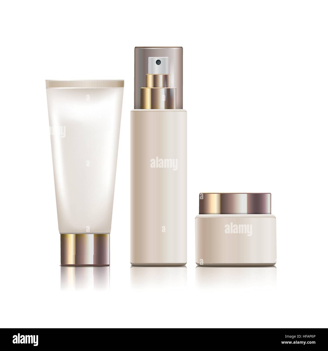 three different white cosmetic containers, 3d illustration Stock Vector ...