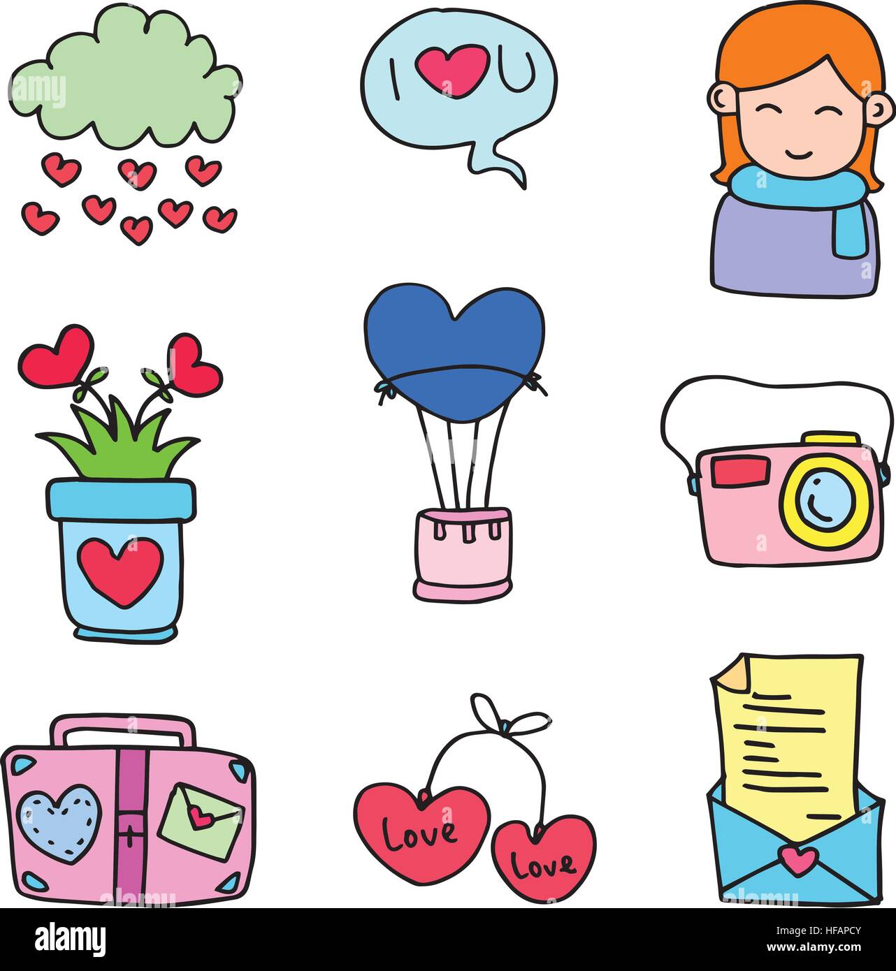 Illustartion of love romance doodles Stock Vector Image & Art - Alamy