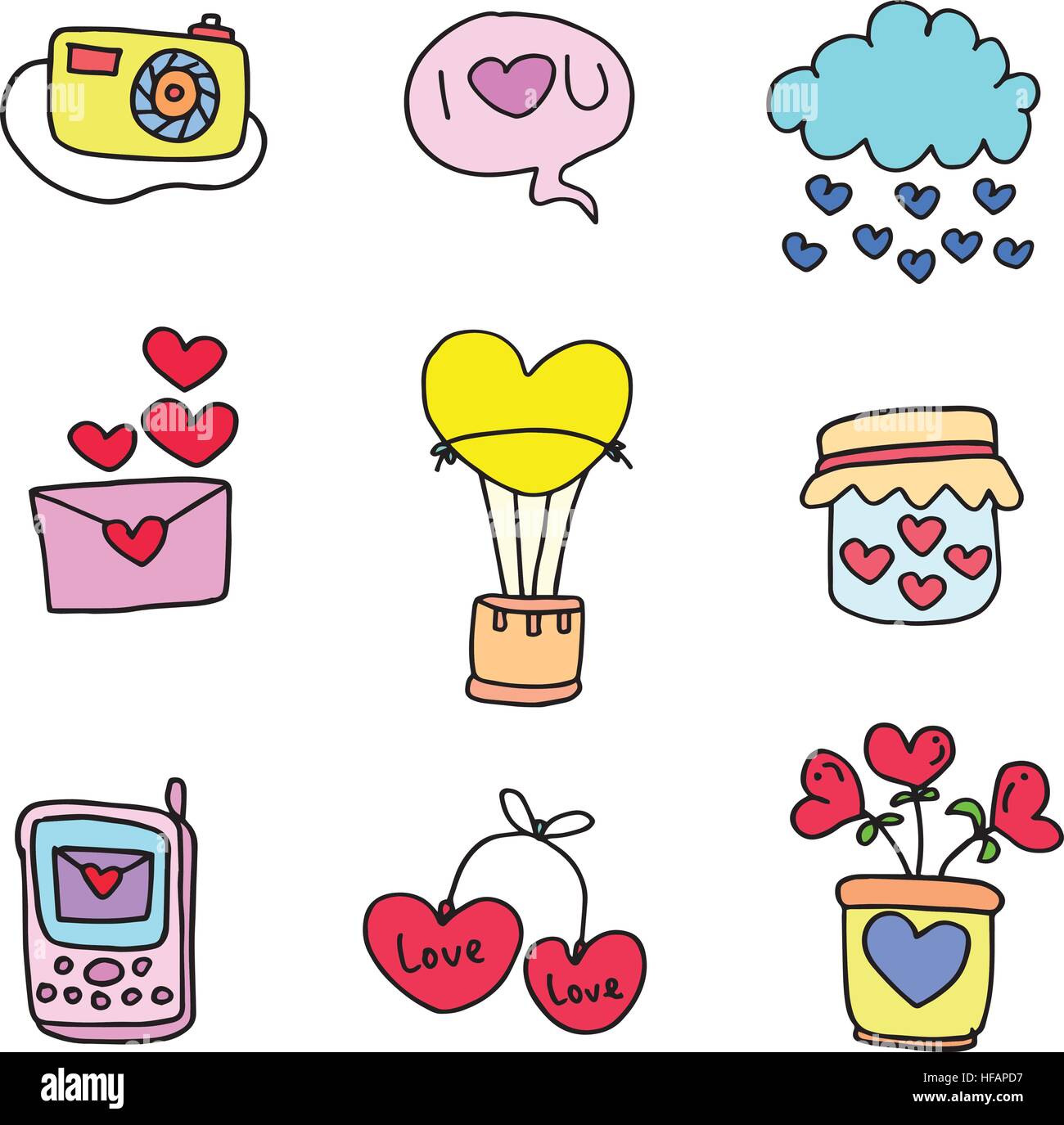 Illustration of object with love doodles Stock Vector Image & Art - Alamy