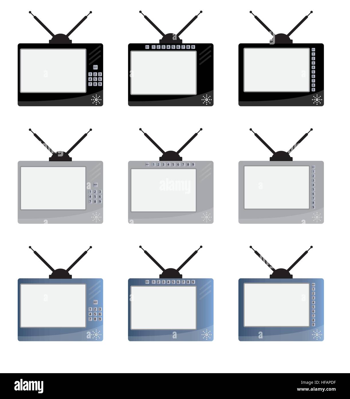 Set of Retro Digit television Vector Illustration Stock Vector Image ...