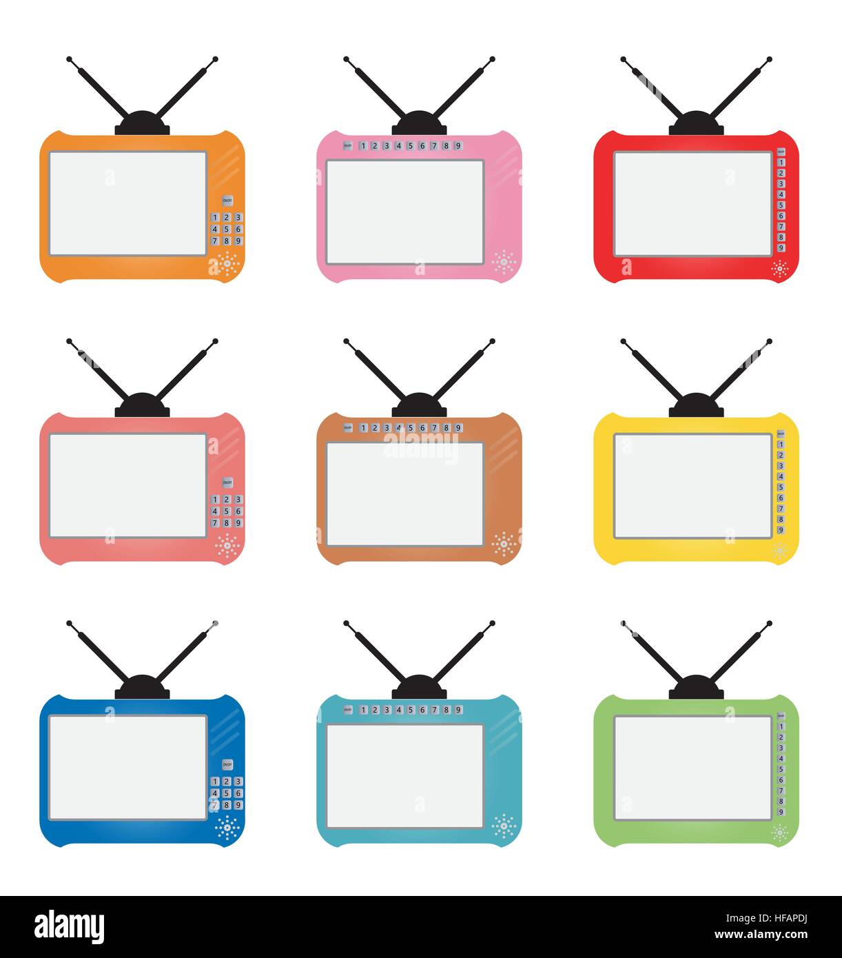 Set of Retro Digit television Vector Illustration Stock Vector Image ...