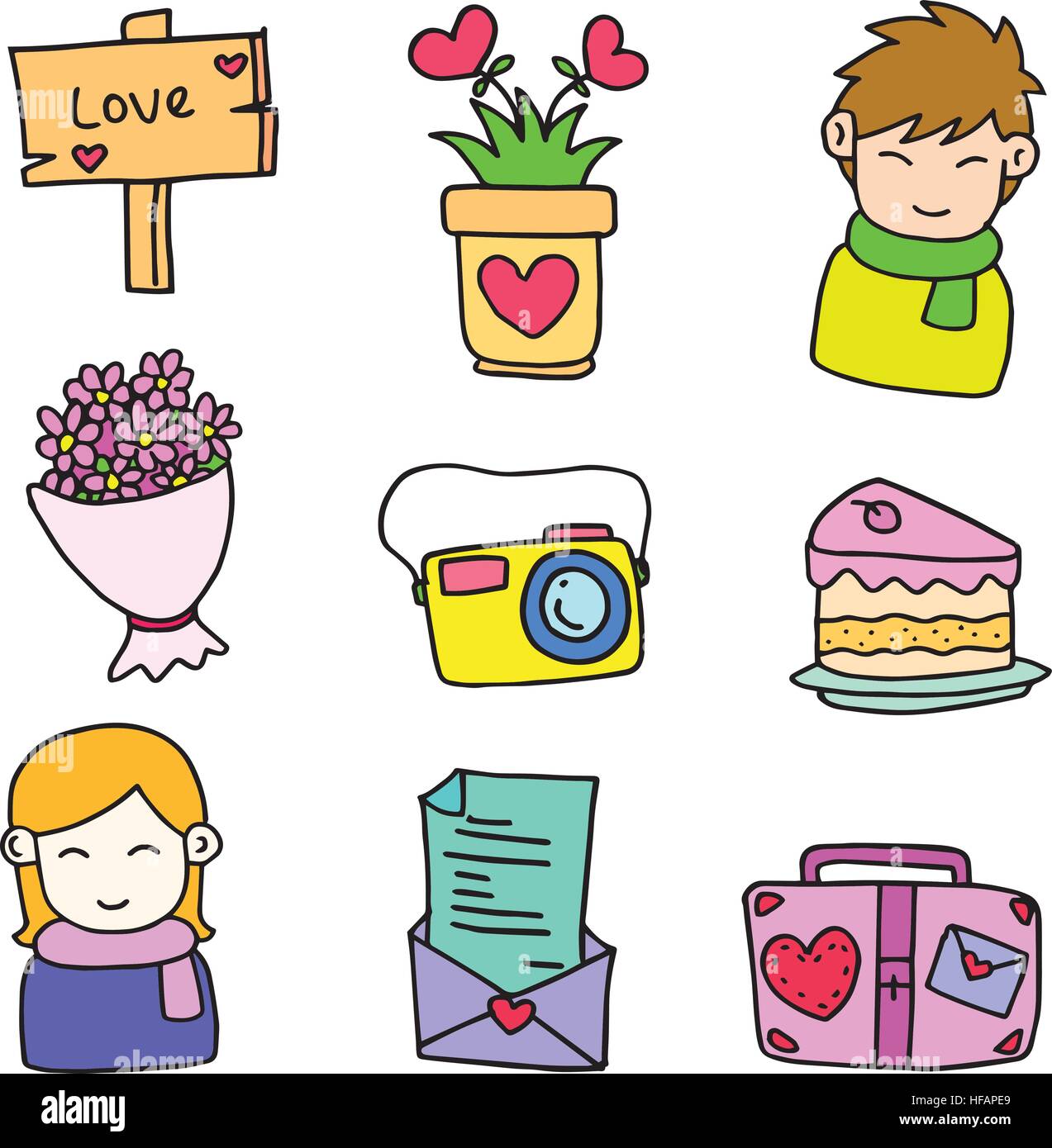 Object love theme of doodles Stock Vector Image & Art - Alamy
