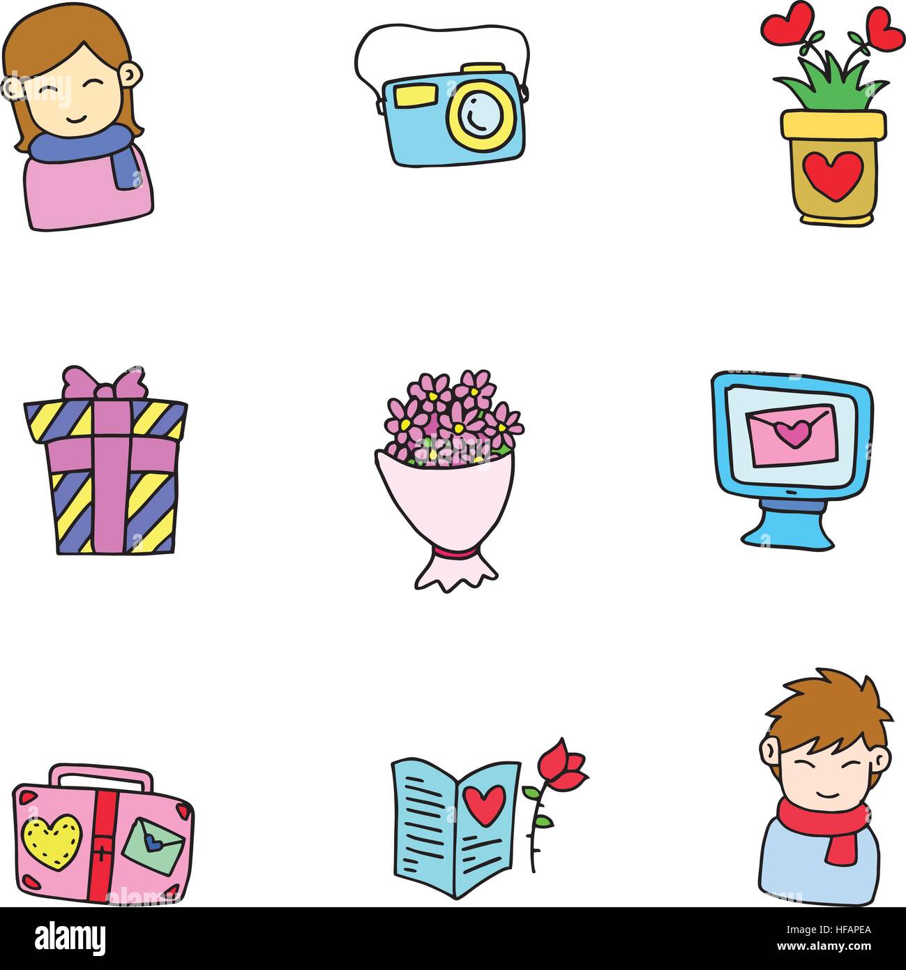 Illustartion vector of love romance doodles Stock Vector Image & Art ...