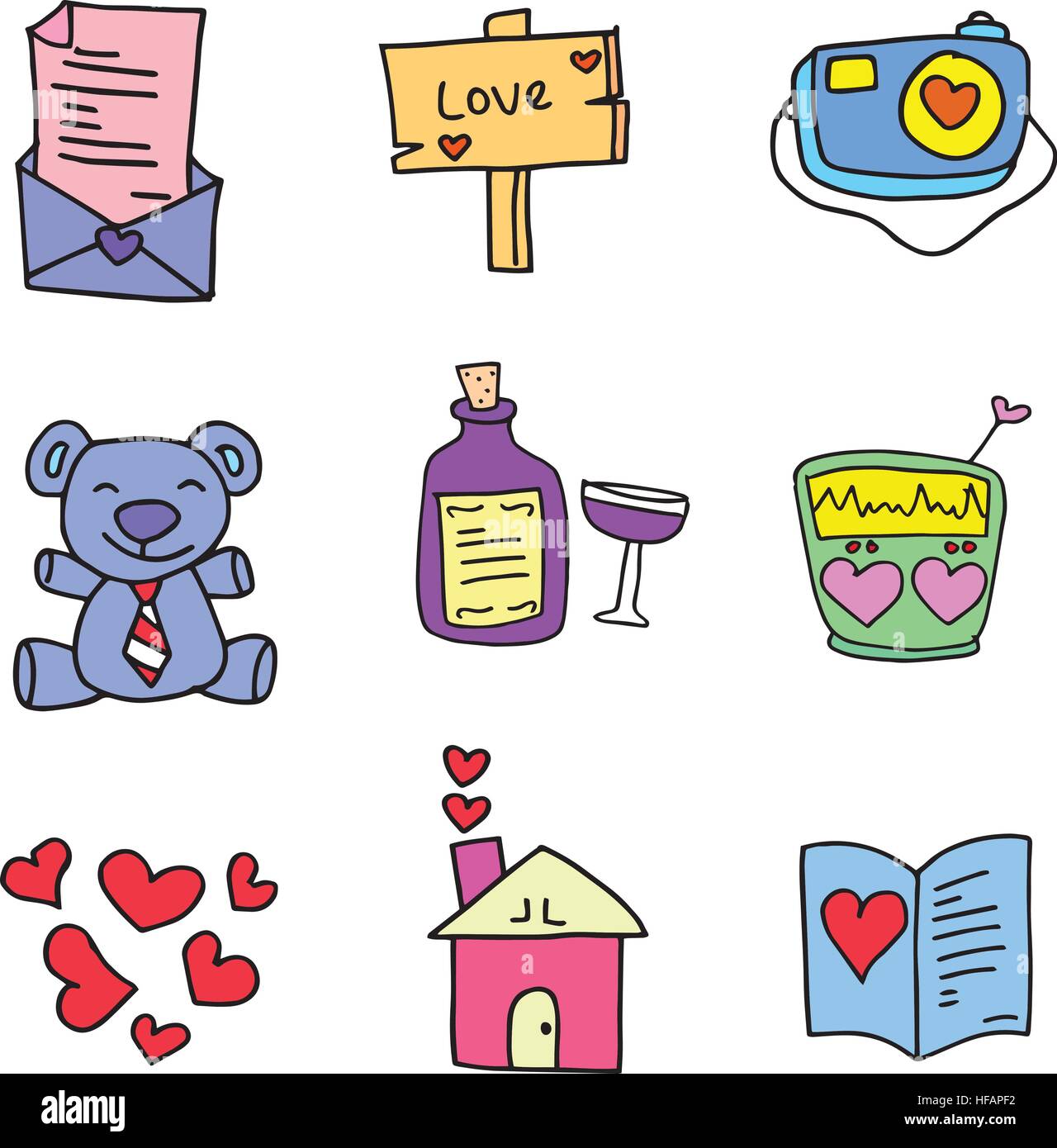 Illustration of love romance doodles Stock Vector Image & Art - Alamy