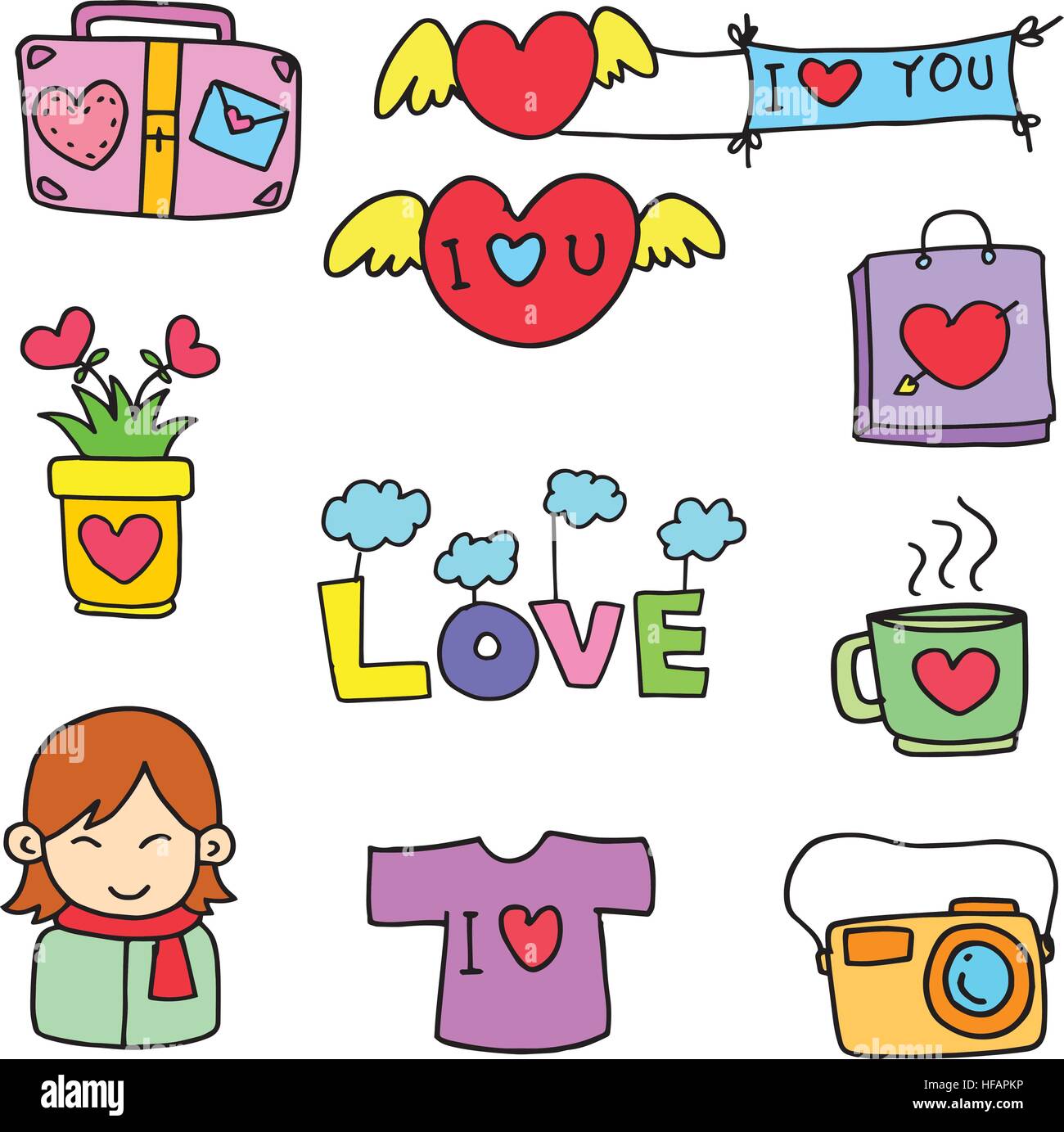 Love theme object of doodles Stock Vector Image & Art - Alamy