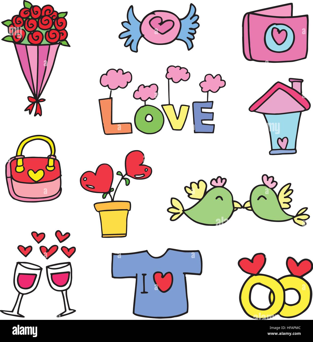 Set of love doodle vector Stock Vector Image & Art - Alamy