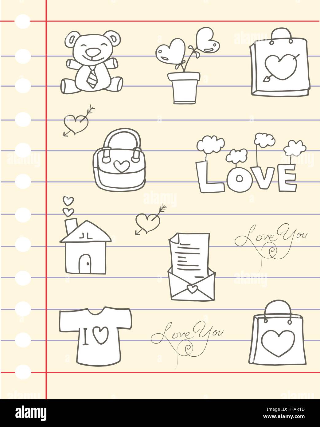 Illustartion of love hand draw paper Stock Vector Image & Art - Alamy