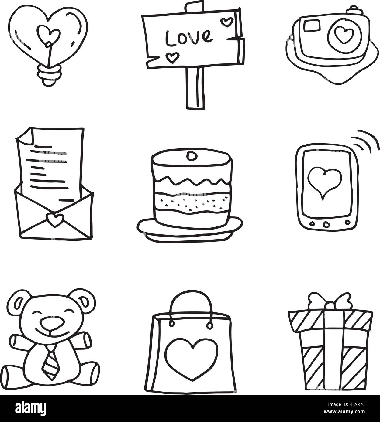 Hand draw of object love doodles Stock Vector Image & Art - Alamy