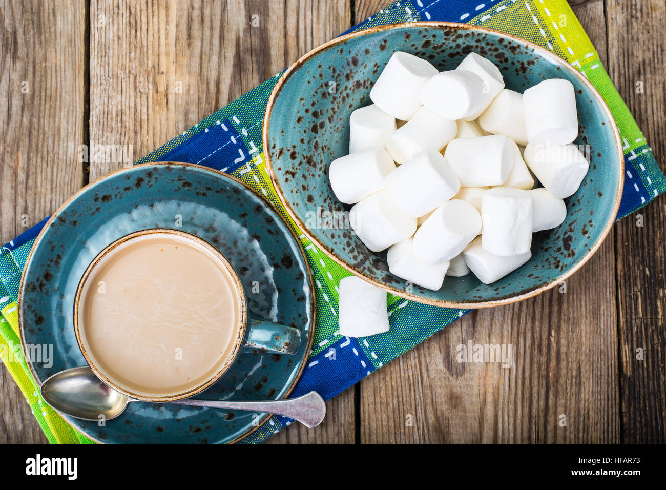 White marshmallow and coffee with milk Stock Photo - Alamy