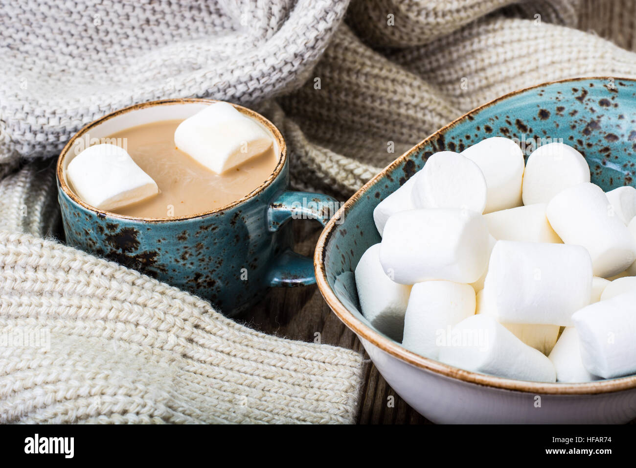 White marshmallow and coffee with milk Stock Photo - Alamy