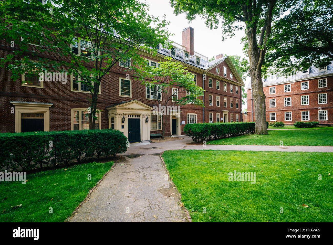 Buildings and walkways at the Harvard Yard, at Harvard University, in ...