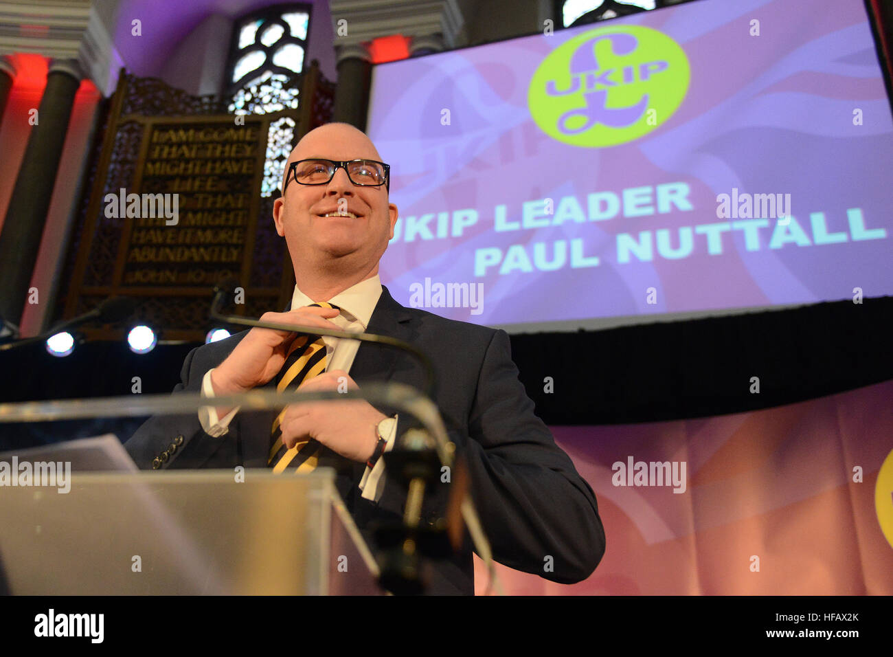 Paul Nuttall is announced as UKIP’s new party leader at the Emmanuel ...