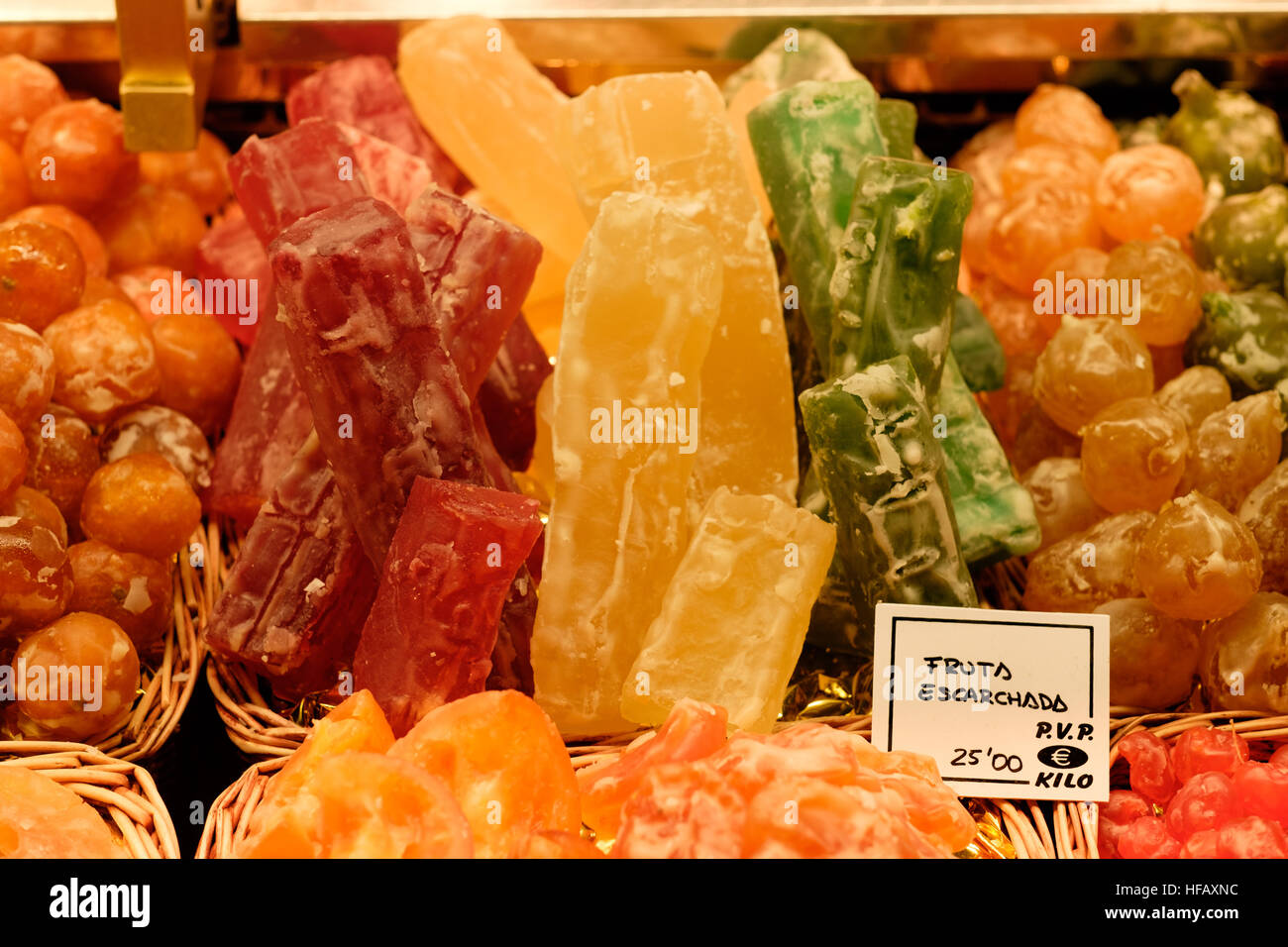 Spanish candied fruit candy fruto escaronado sweet colorful yellow red ...